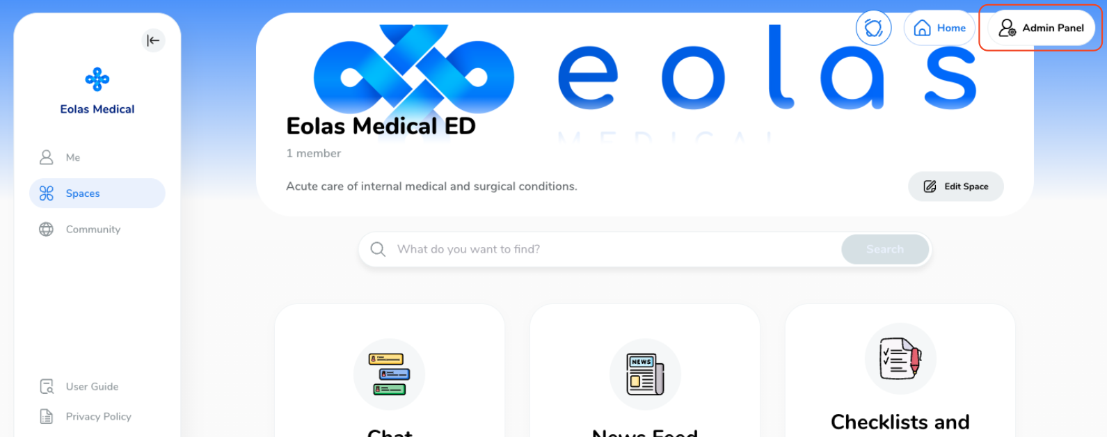 What is the Admin Panel? | Eolas Medical | Help Center